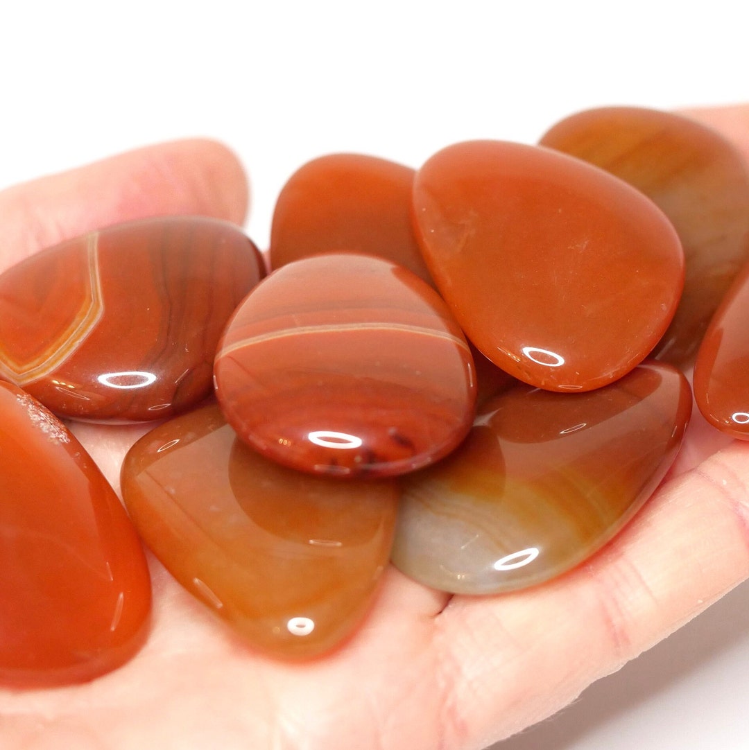 Flat Carnelian Palm Stones Orange Polished Worry Stones - Etsy