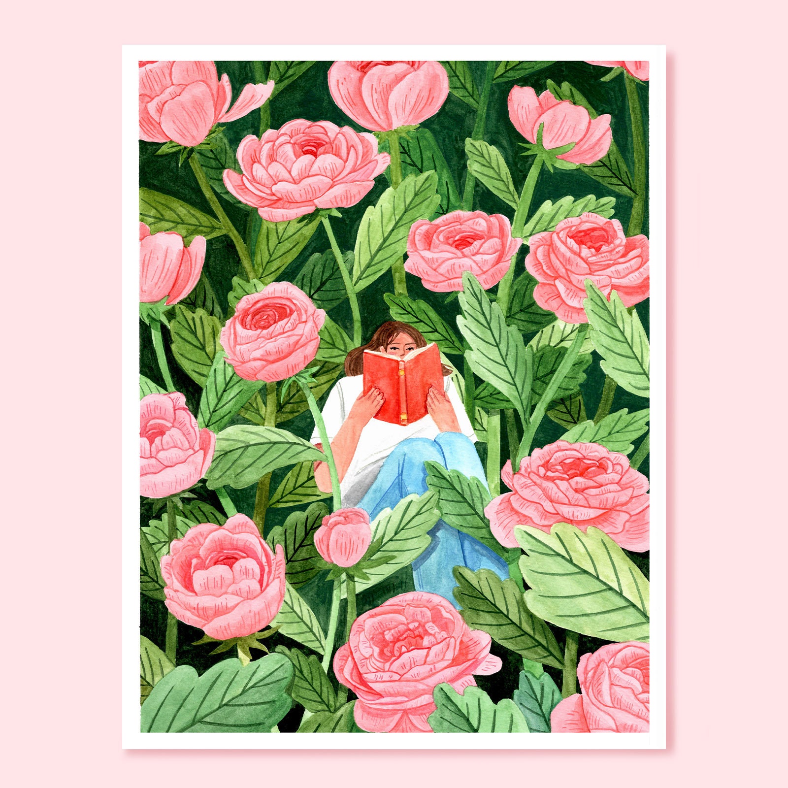 Reading in Flowers Art Print - Etsy