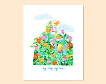 A3 Wall Art, Illustration Print, My Body is My Temple, Stretch Marks ...