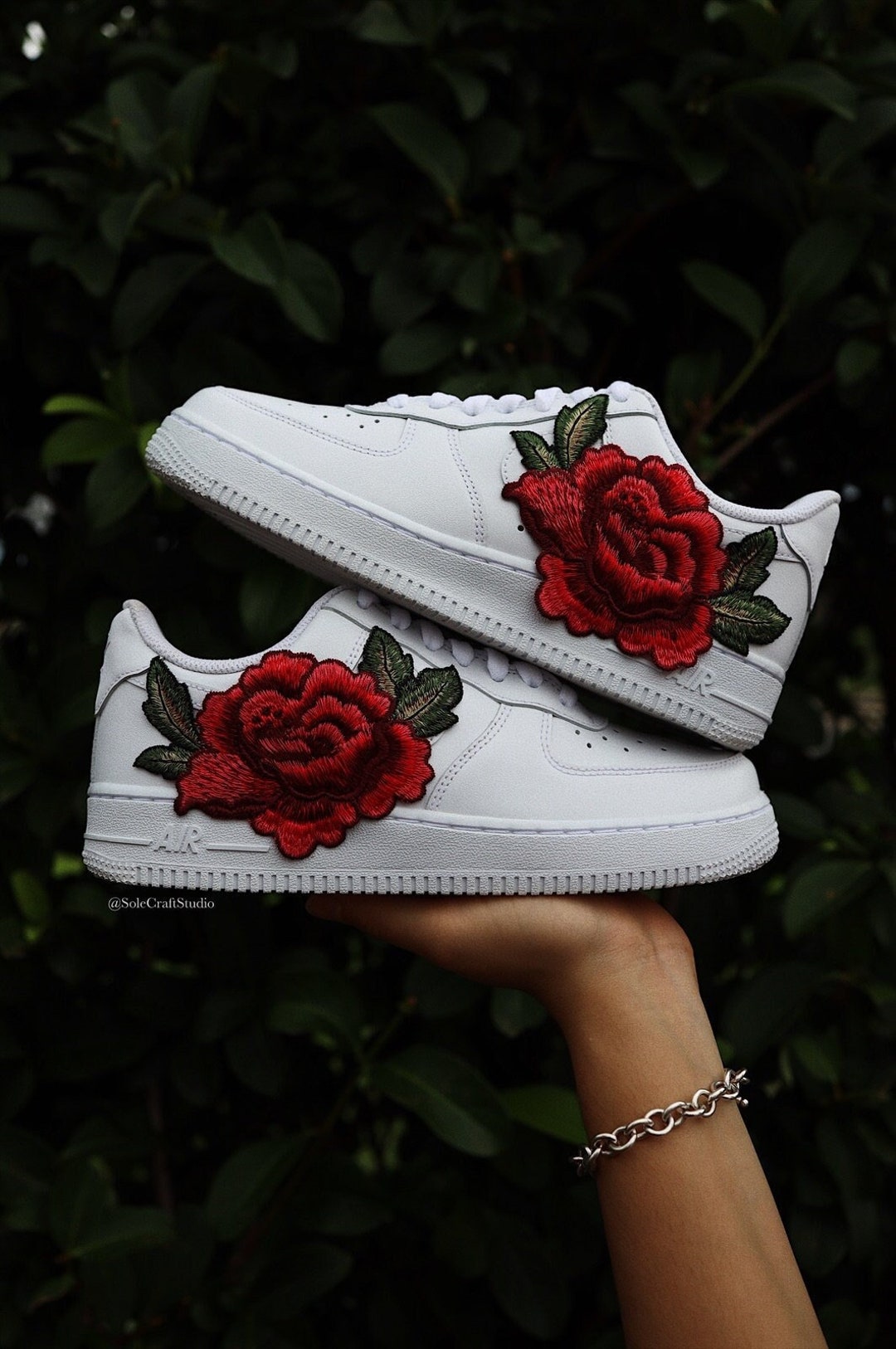 Red Rose Custom Air Force 1 Embroidery Floral Custom AF1 - Etsy