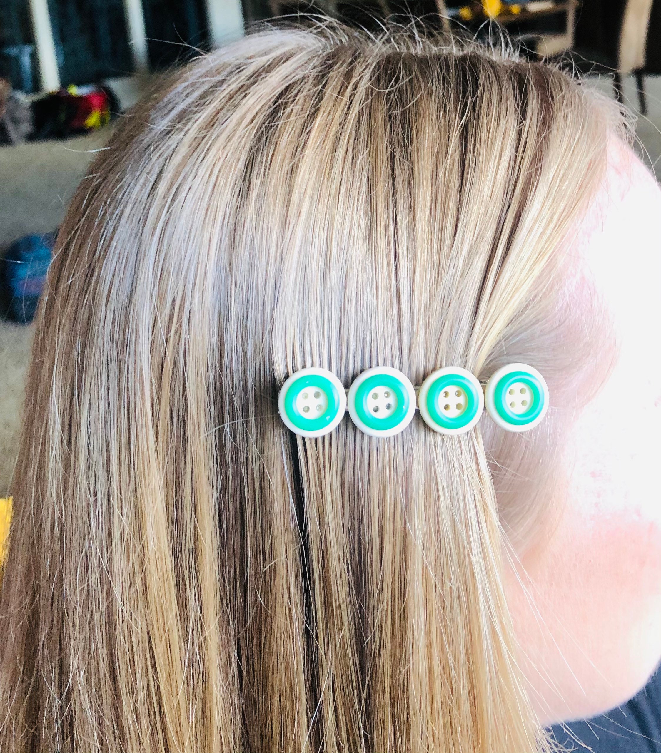 Retro Green and White Button Hair Clip. - Etsy