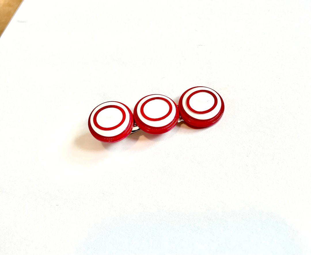 Retro Red and White Button Hair Clip. - Etsy