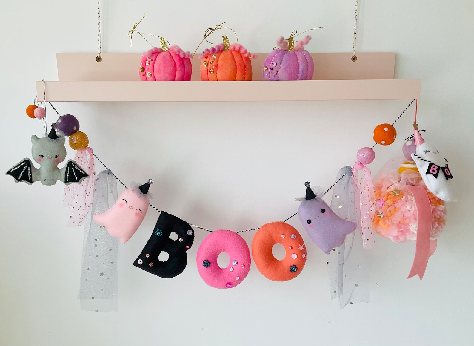Halloween BOO Felt Garland-ghost Halloween Garland- Halloween Bunting ...