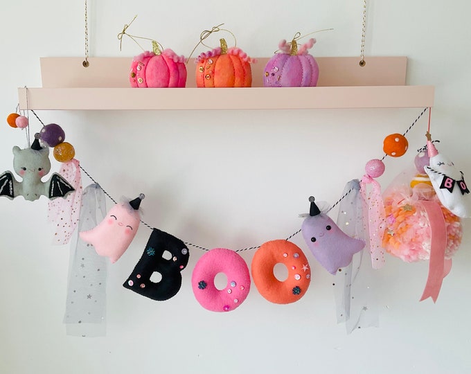 Halloween BOO Felt Garland-ghost Halloween Garland- Halloween Bunting ...