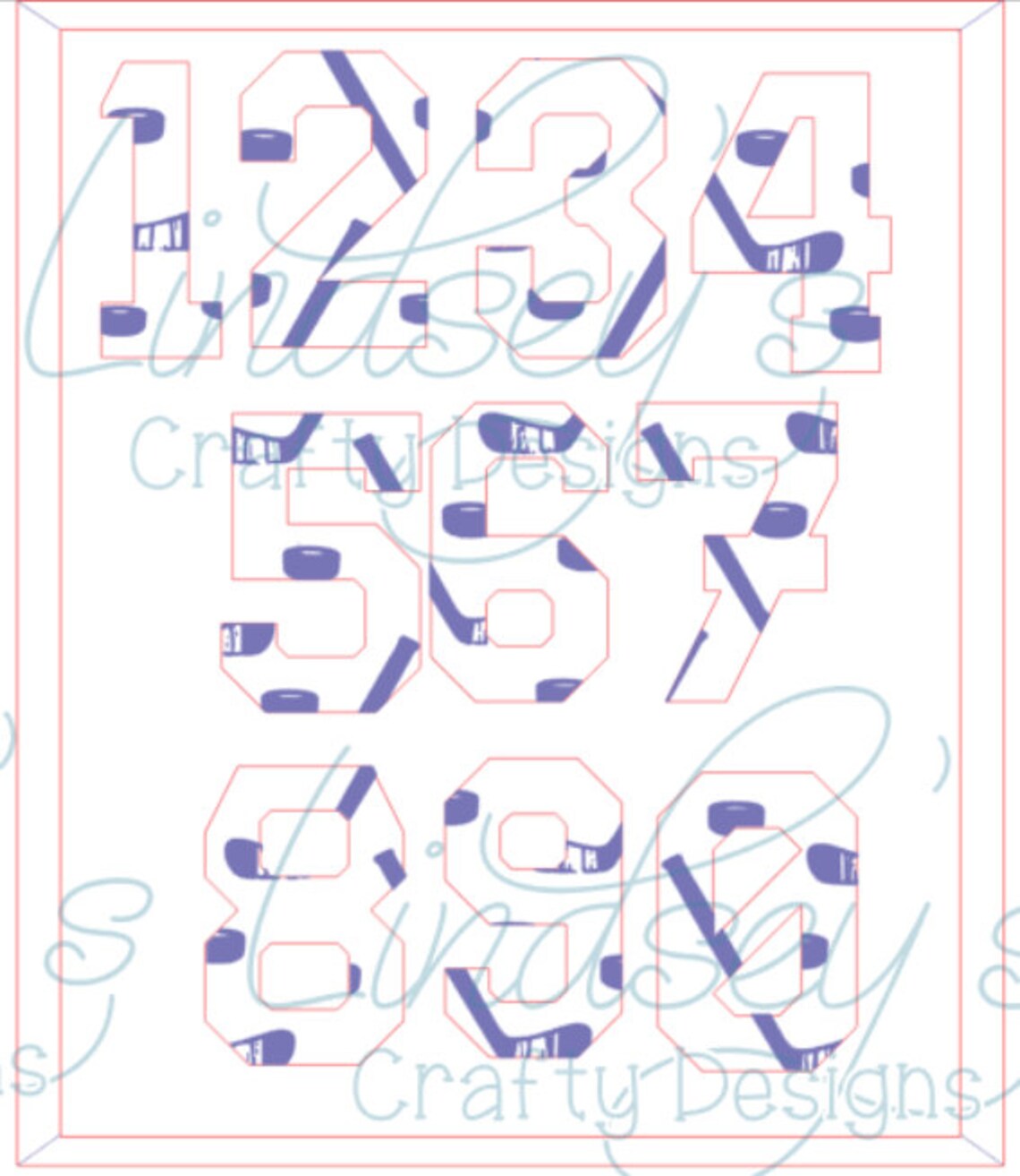 Hockey Themed Number Set With Frame SVG Cut File Instant - Etsy