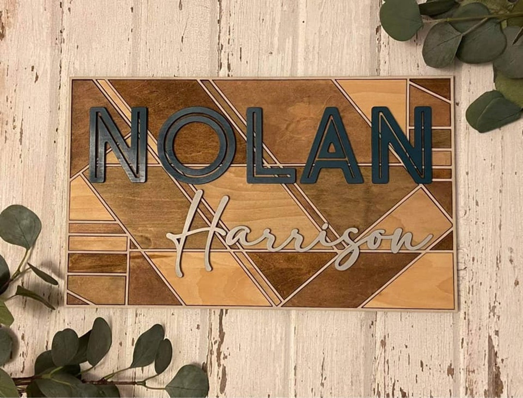 Geometric Nursery Sign SVG: Laser Cut File, Glowforge Ready (digital ...