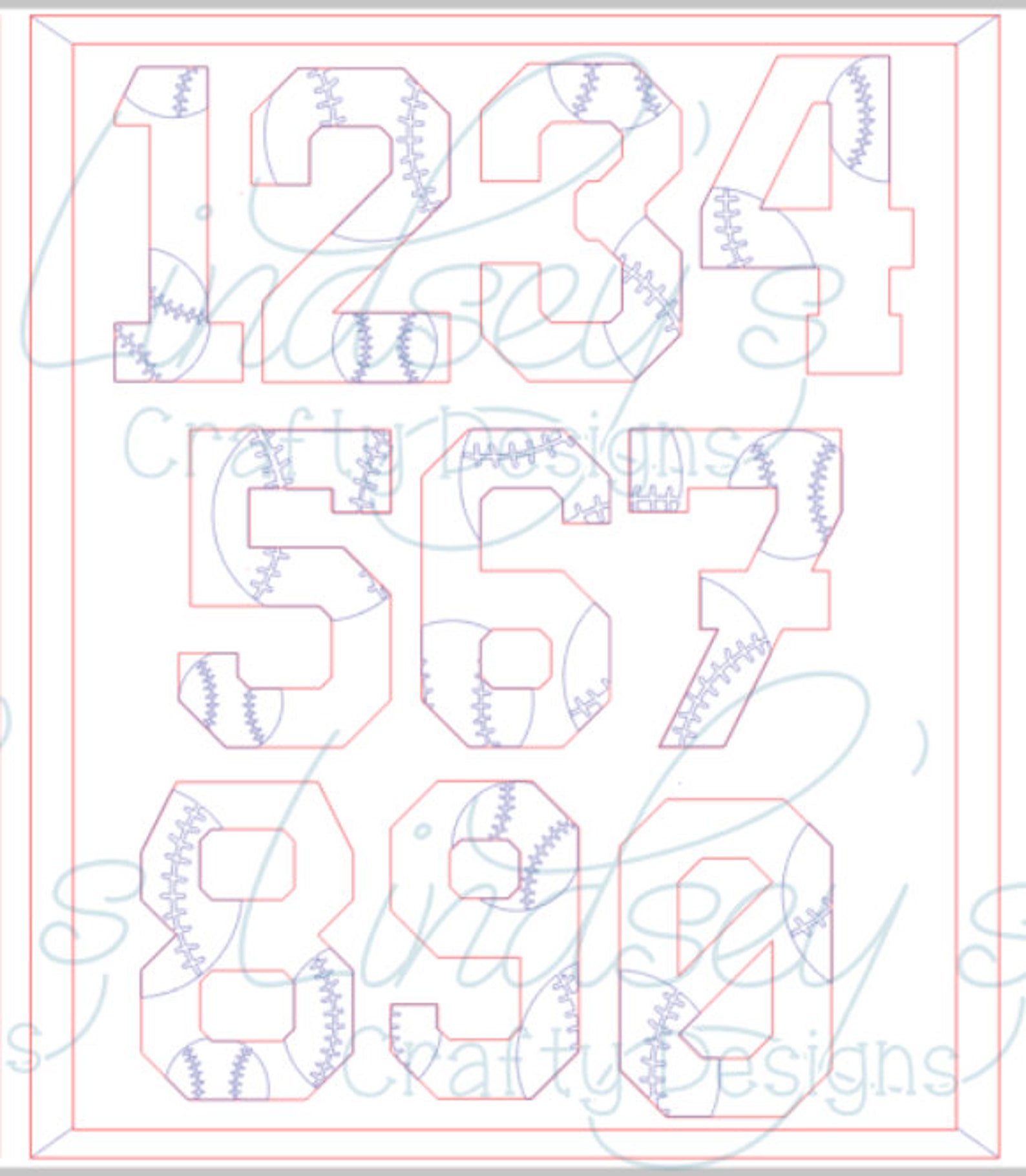 Baseball Themed Number Set With Frame SVG Cut File Instant | Etsy