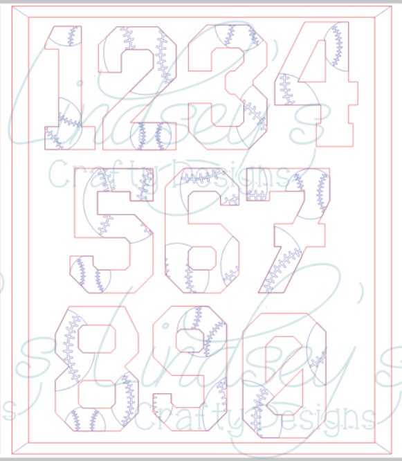 Baseball Themed Number Set With Frame SVG Cut File Instant | Etsy