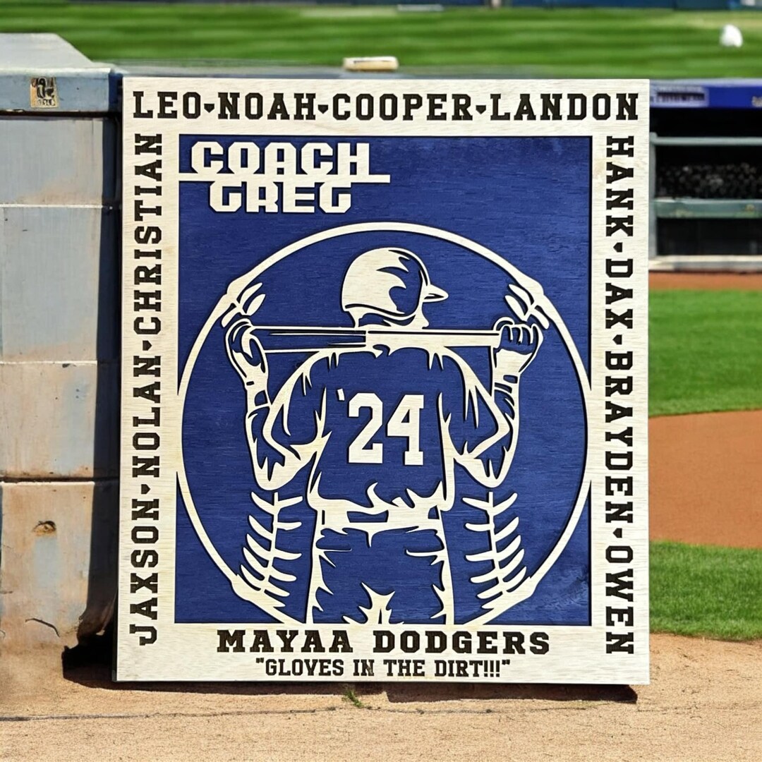 Custom Wooden Baseball Coach Sign, Engraved Team Gift - Etsy