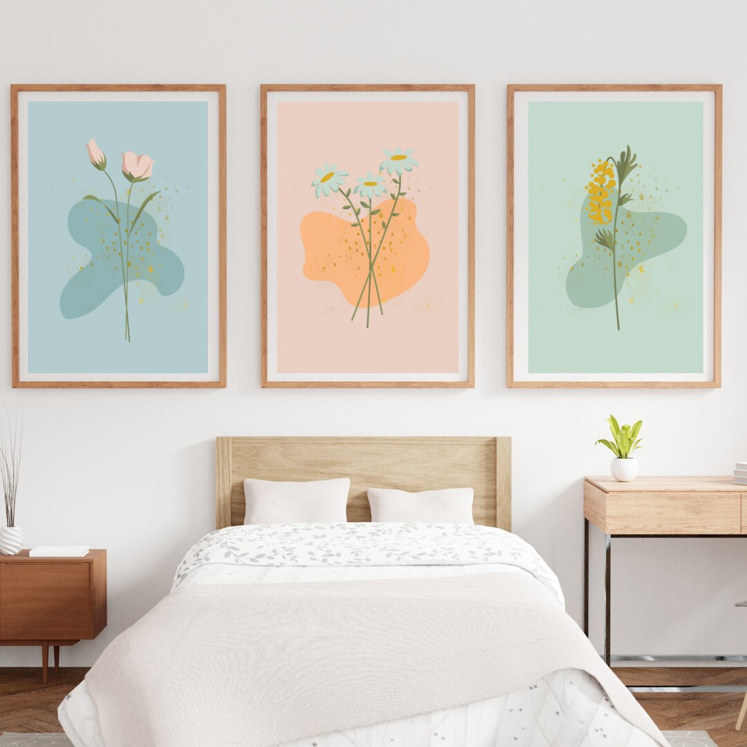 Flower Art Set of 3, Gallery Wall Bundle, Set of Three Prints, Poster ...