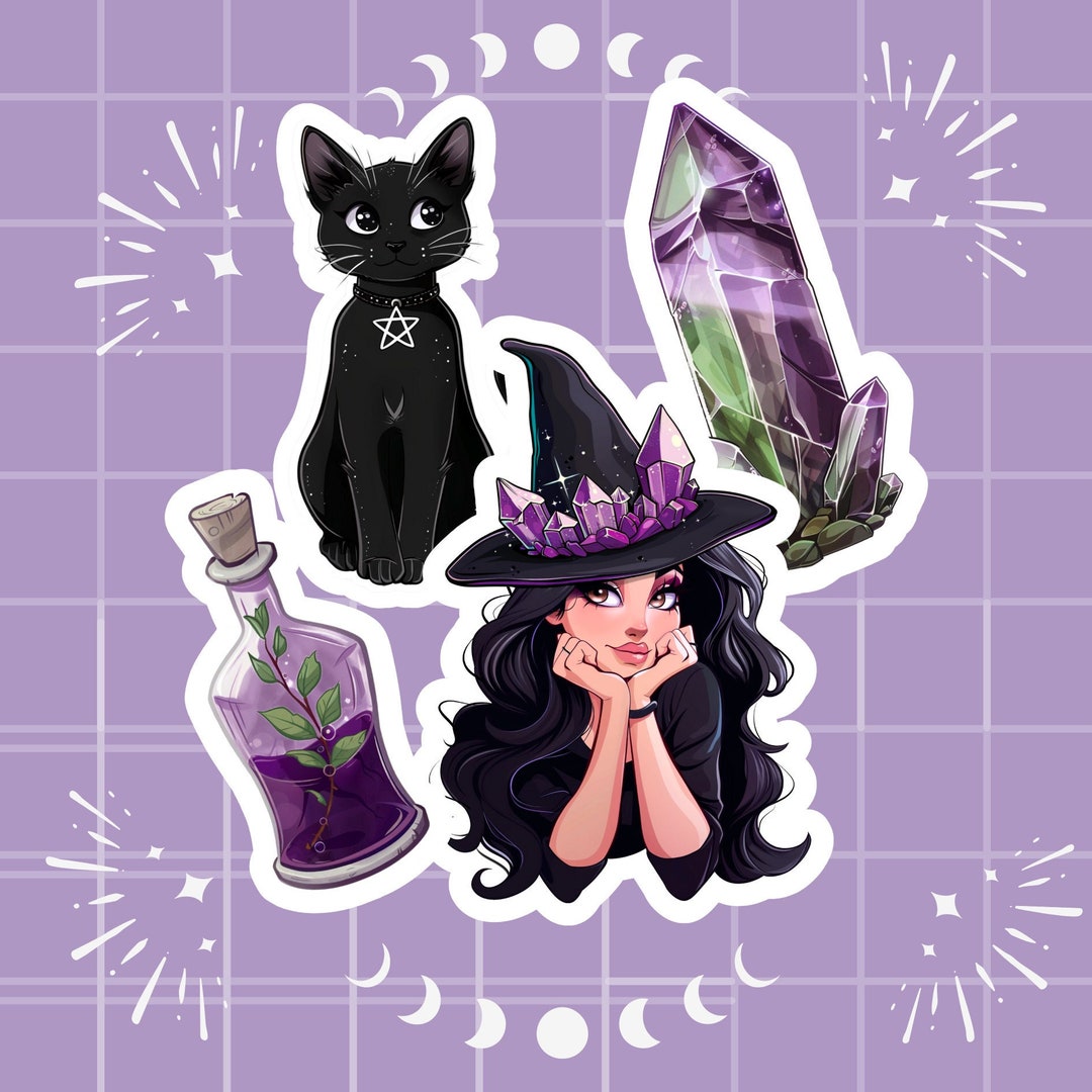 Witchy Sticker Set, Stickers, Sticker Set, Die Cut Stickers, Laptop ...