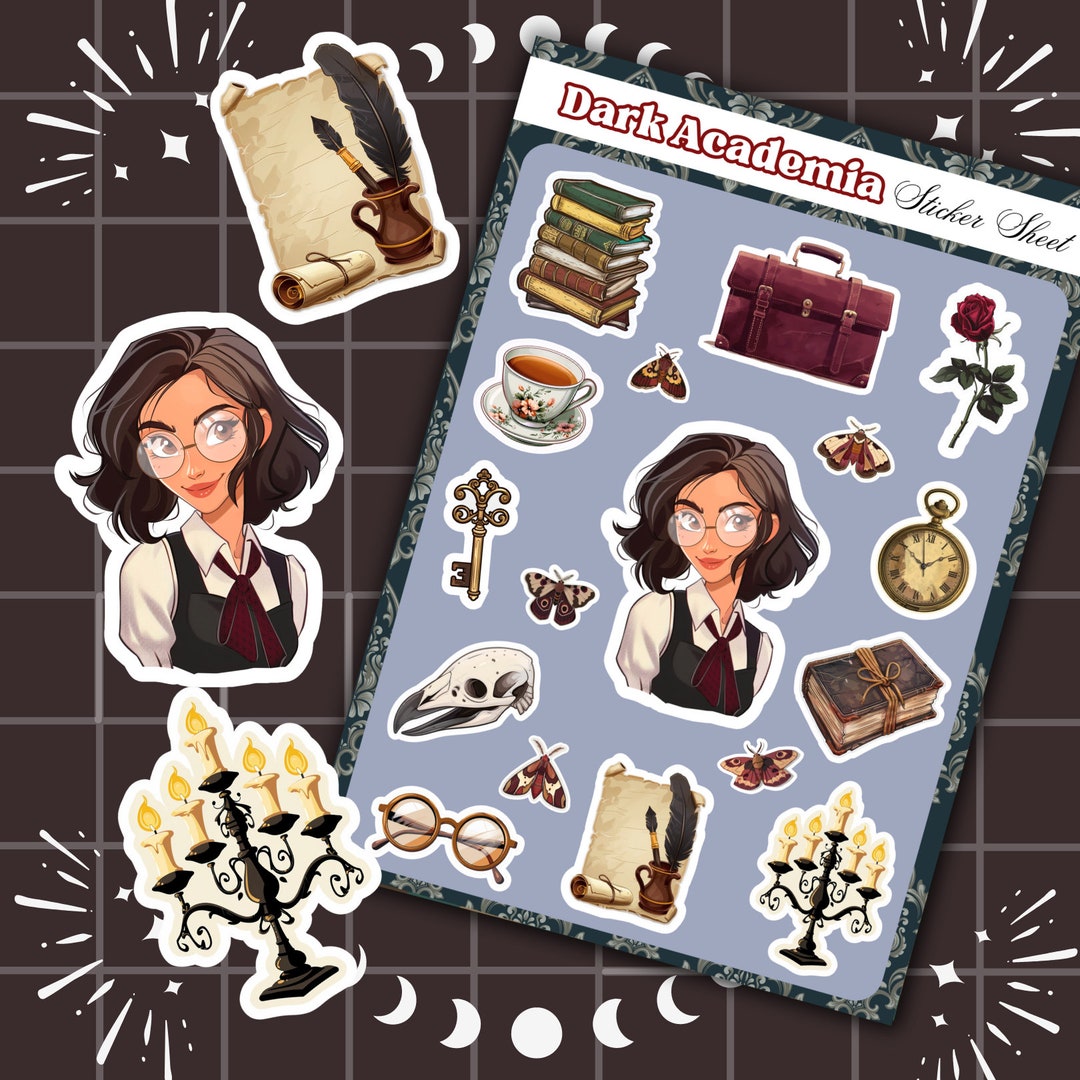 The Dark Academia Sticker Sheet, Sticker Sheets, Planner Sticker Sheets ...