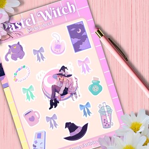 Pastel Witch Sticker Sheet, Planner Sticker Sheets, Halloween Stickers ...
