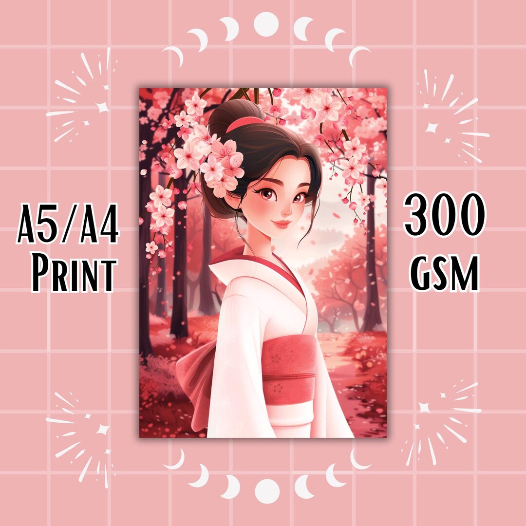 Sakura Blossom Princess Print, Prints, Small Prints, Cute Prints, Cat ...