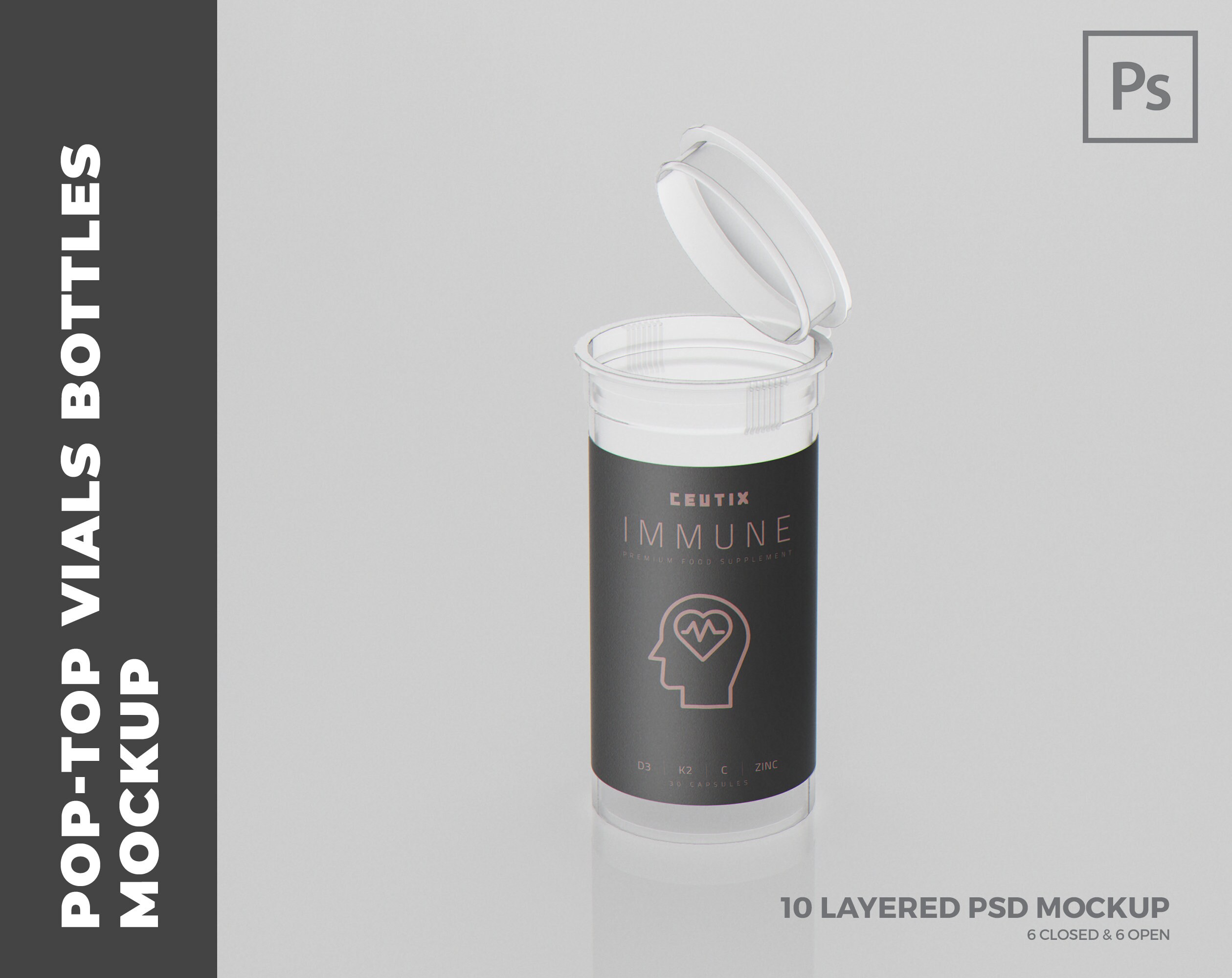 Pop-top Vials Bottles Mockup - Etsy