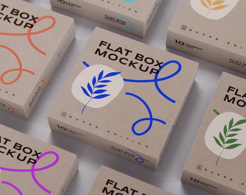 Flat Square Box Mockup - Etsy
