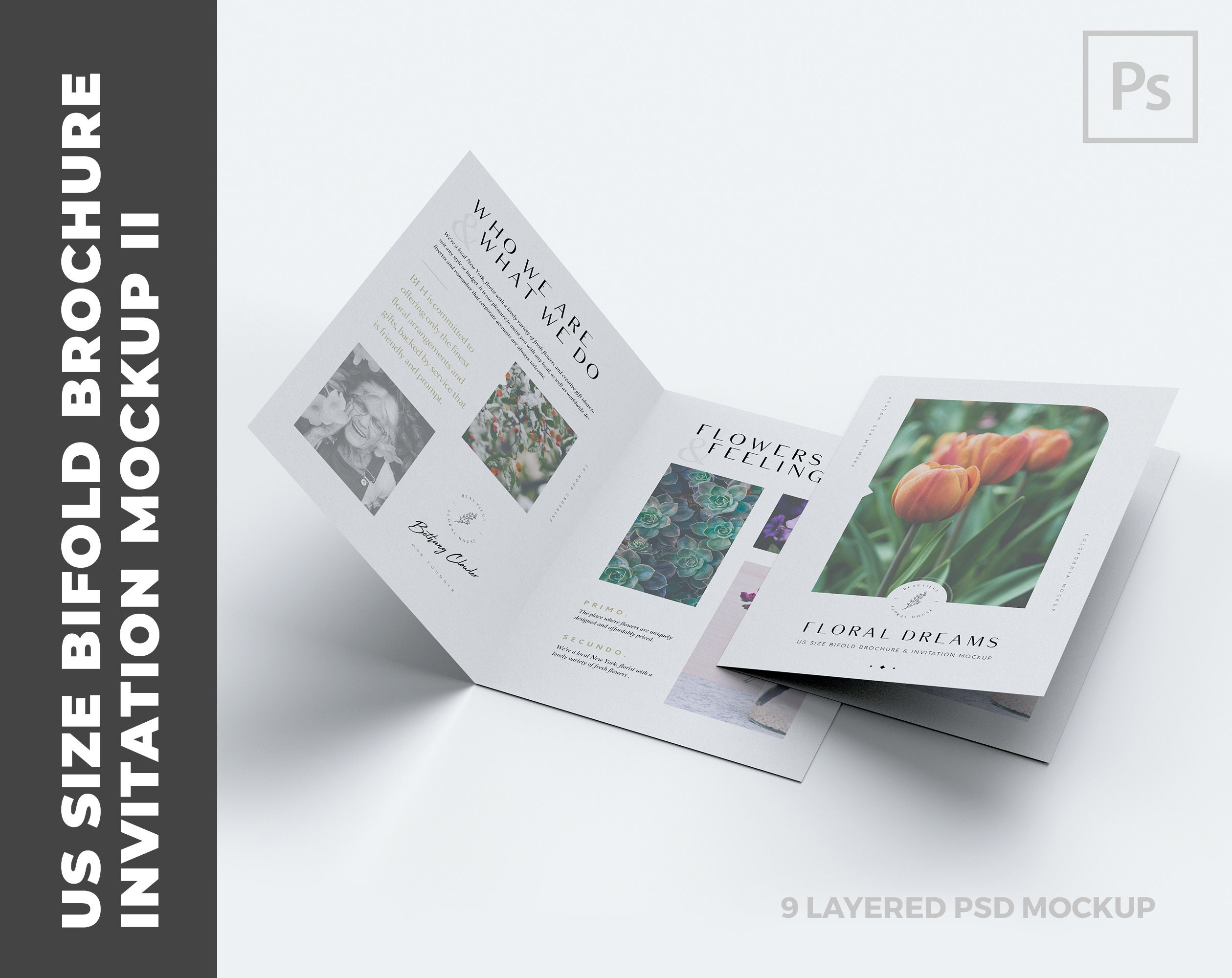 US Size Bifold Brochure Invitation Mockup 2 - Etsy