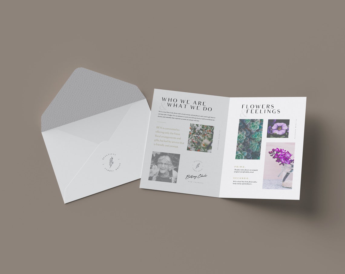 US Size Bifold Brochure Invitation Mockup 2 - Etsy