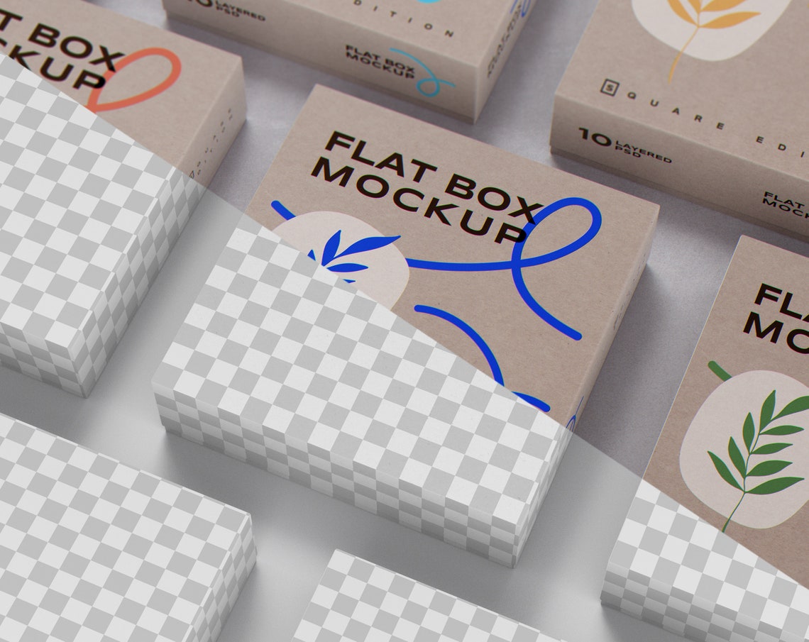 Flat Square Box Mockup | Etsy