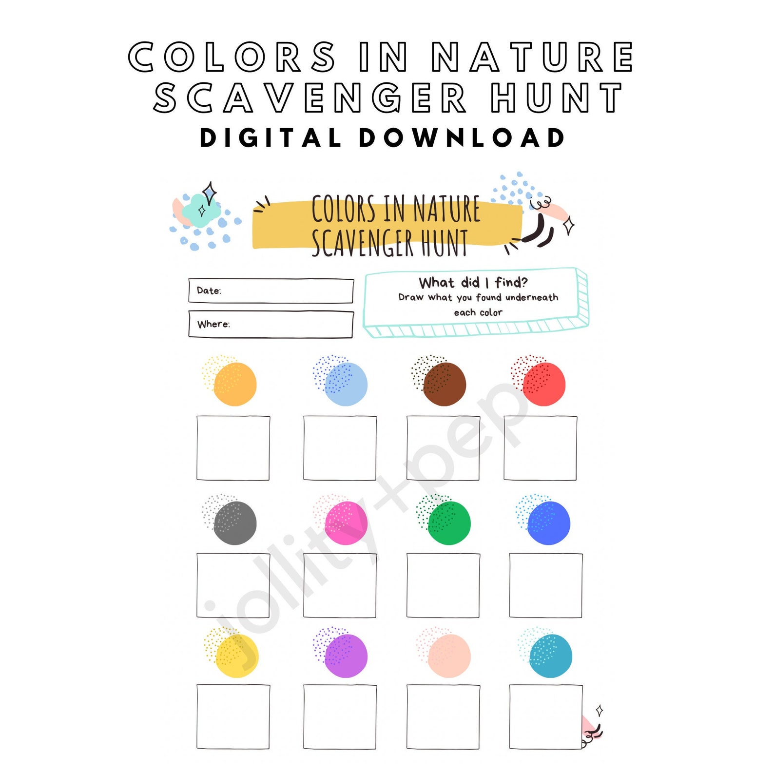 Colors in Nature Scavenger Hunt Printable Digital Download | Etsy