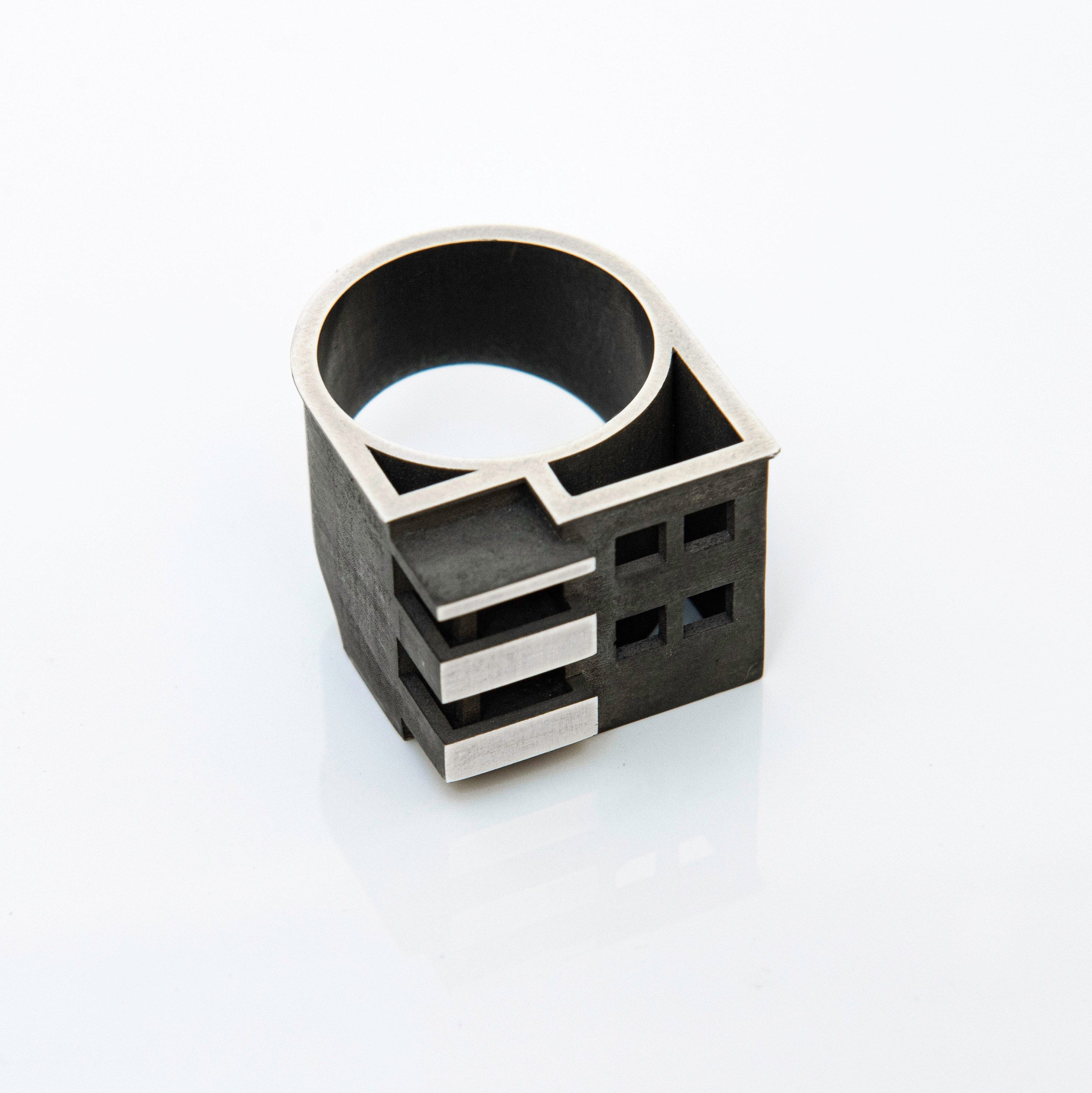 Architecture Geometric Ring Bauhaus Art Silver Ring - Etsy