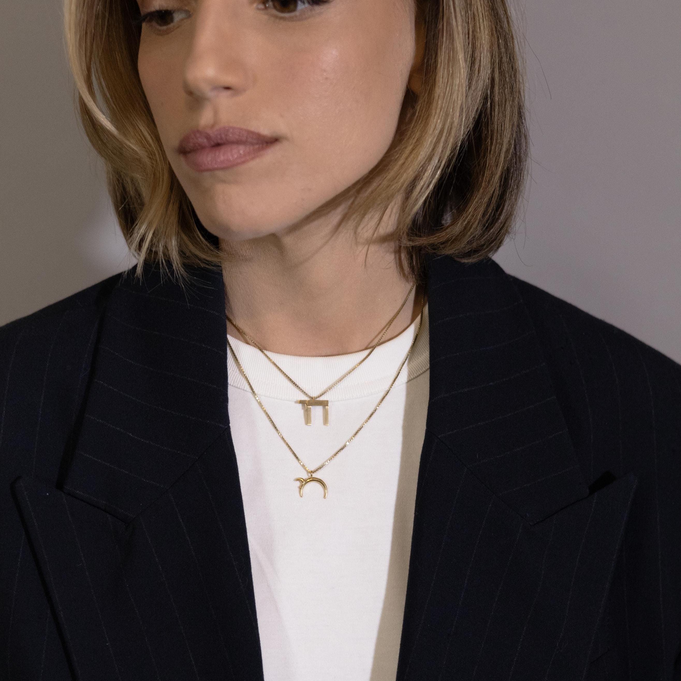 Handmade Geometric Chai Pendant, Jewish Necklace, Sterling Silver or ...
