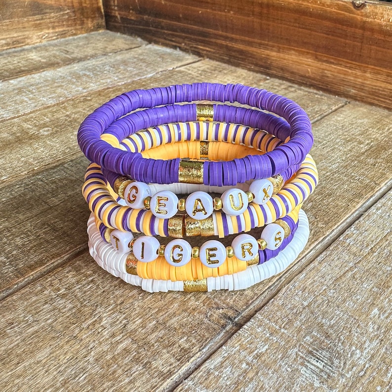 LSU Game Day Bracelets - Etsy