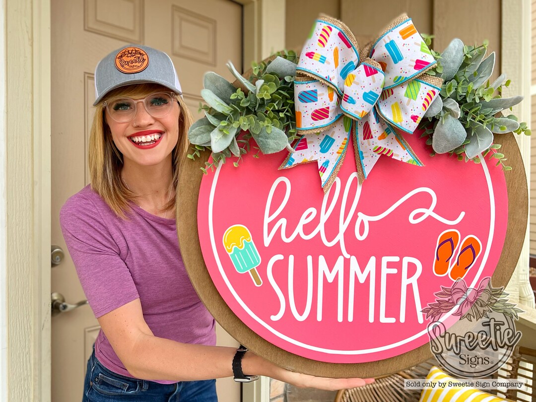 Summer Front Door Decor Hello Summer Summer Door Hanger Summer Wreath ...