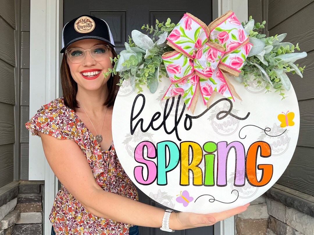 Spring Front Door Decor | Hello Spring Wreath | Spring Wreath | Spring ...