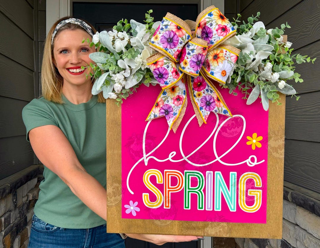 Spring Front Door Decor | Hello Spring Wreath | Spring Wreath | Daisy ...