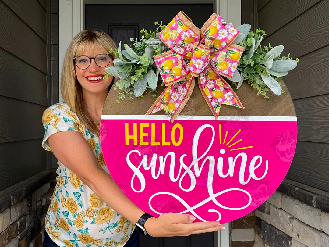 Summer Front Door Decor | Hello Sunshine | Summer Door Hanger | Summer ...