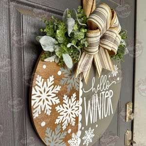 Winter Front Door Decor | Hello Winter | Snowflake | Winter Door Hanger ...