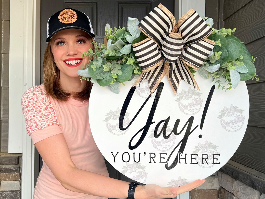 Front Door Decor Yay You're Here Front Door Wreath Year Round Wreath ...