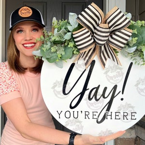 Front Door Decor Yay You're Here Front Door Wreath Year Round Wreath ...