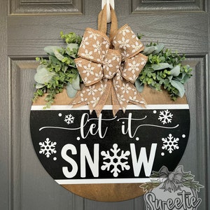 Winter Front Door Decor Let It Snow Snowflake Front Door Wreath Winter ...