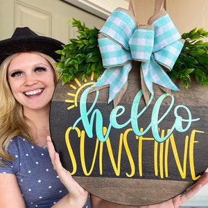 Summer Front Door Decor Hello Sunshine Summer Door Hanger - Etsy