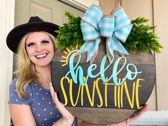Summer Front Door Decor Hello Sunshine Summer Door Hanger - Etsy