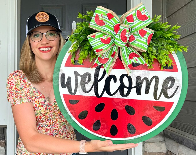 Watermelon Wreath for Your Front Door, Summer Wreath, Watermelon Decor ...