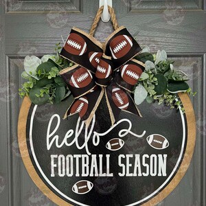 Front Door Decor | Hello Football Season | Football Sign | Football ...