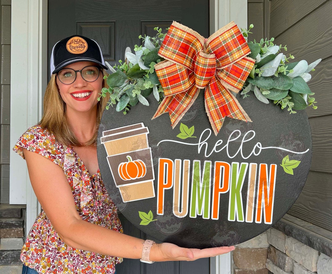 Fall Front Door Decor | Hello Pumpkin | Fall Wreath | Pumpkin | Fall ...