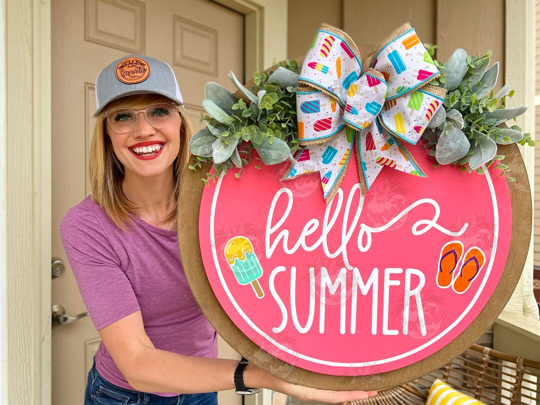 Summer Front Door Decor | Hello Summer | Summer Door Hanger | Summer ...