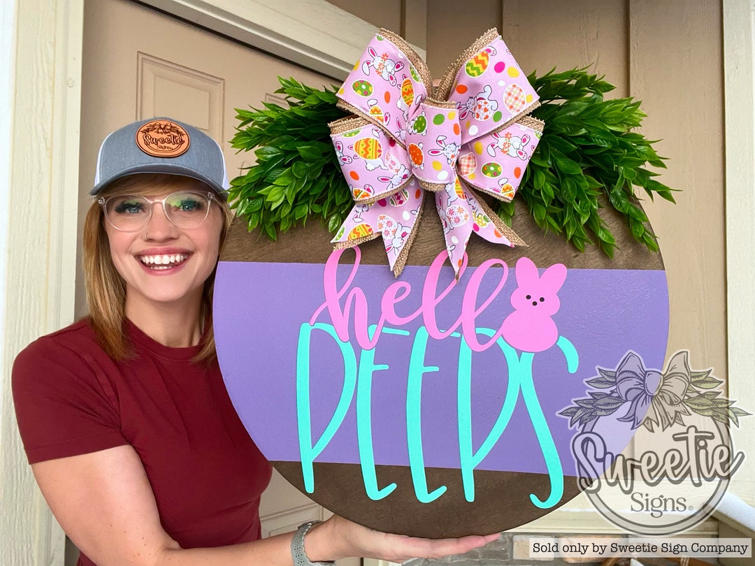 Easter Front Door Decor Hello Peeps Easter Wreath Easter - Etsy