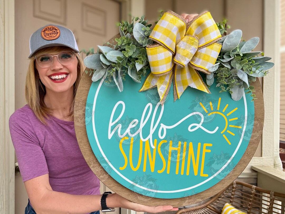 Summer Front Door Decor | Hello Sunshine | Summer Door Hanger | Summer ...