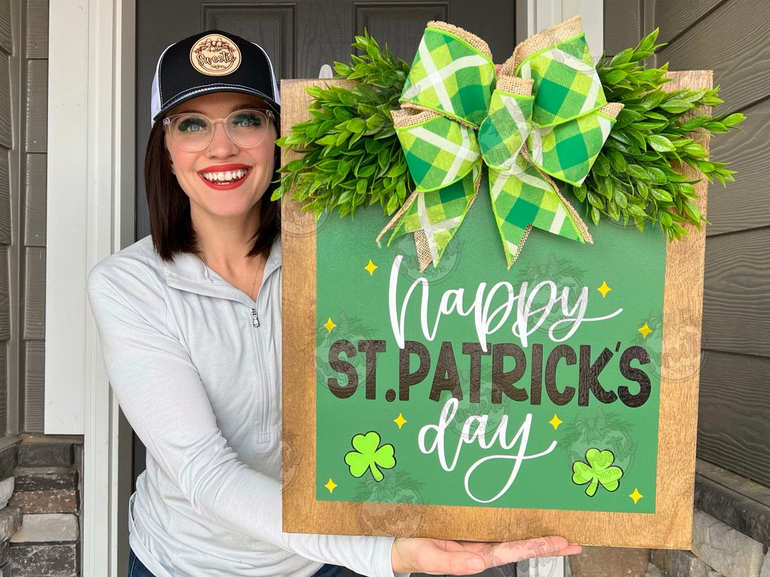 Saint Pattys Day Front Door Decor Saint Pattys Day Door Sign Happy ...