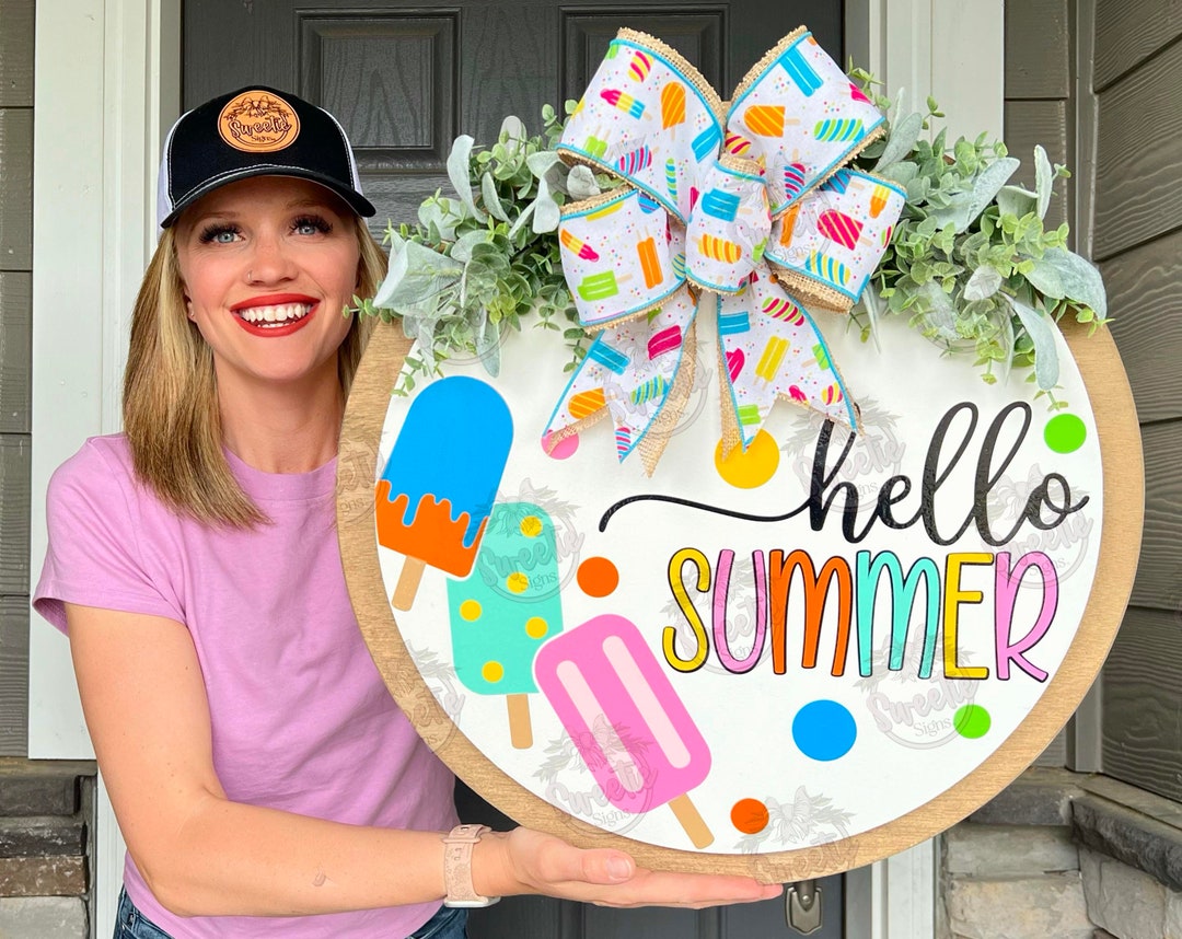 Summer Front Door Decor | Hello Summer | Summer Door Hanger | Summer ...