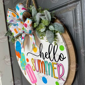 Summer Front Door Decor | Hello Summer | Summer Door Hanger | Summer ...