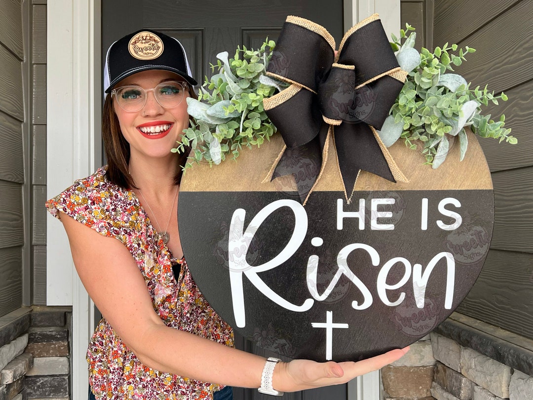 Easter Front Door Decor | Jesus Sign | He is Risen | He is Risen Cross ...