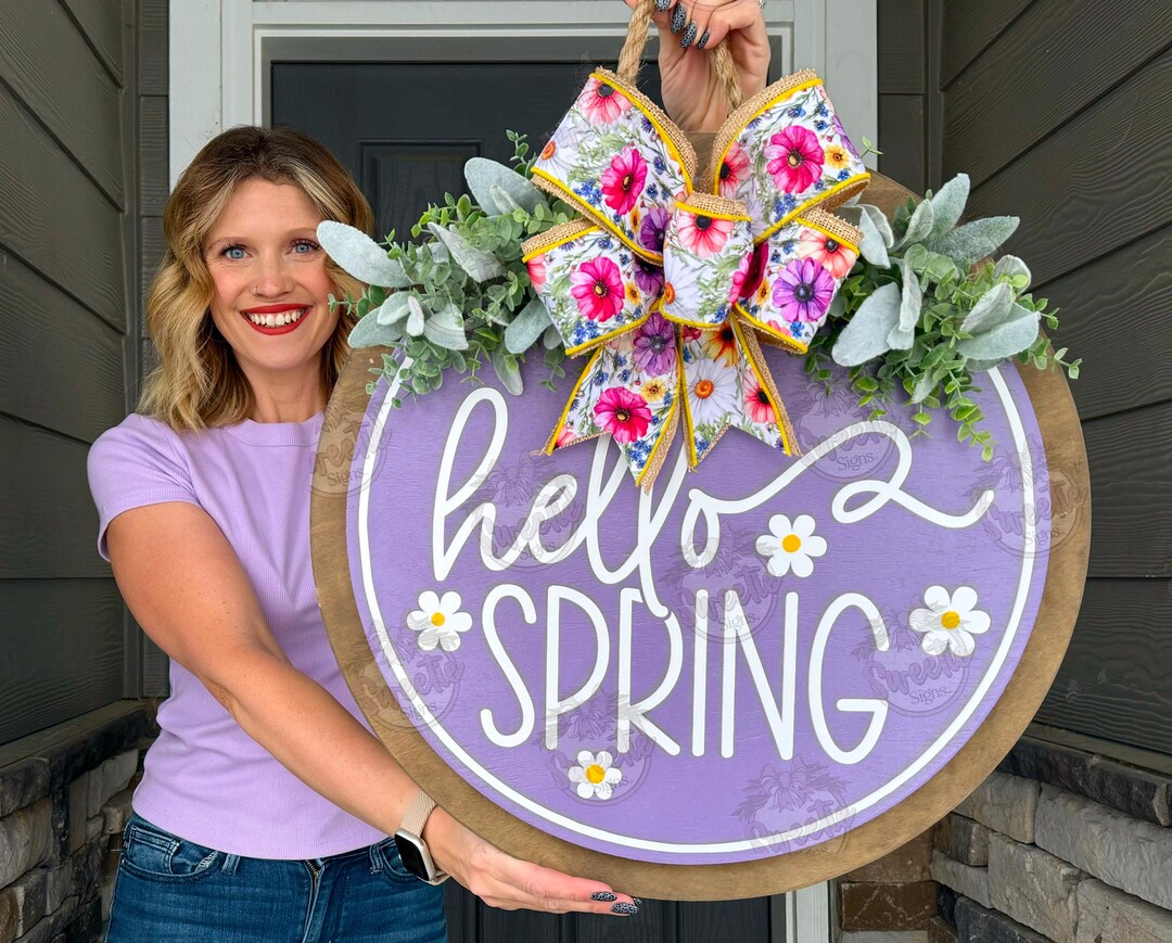 Spring Front Door Decor | Hello Spring Wreath | Spring Wreath | Spring ...