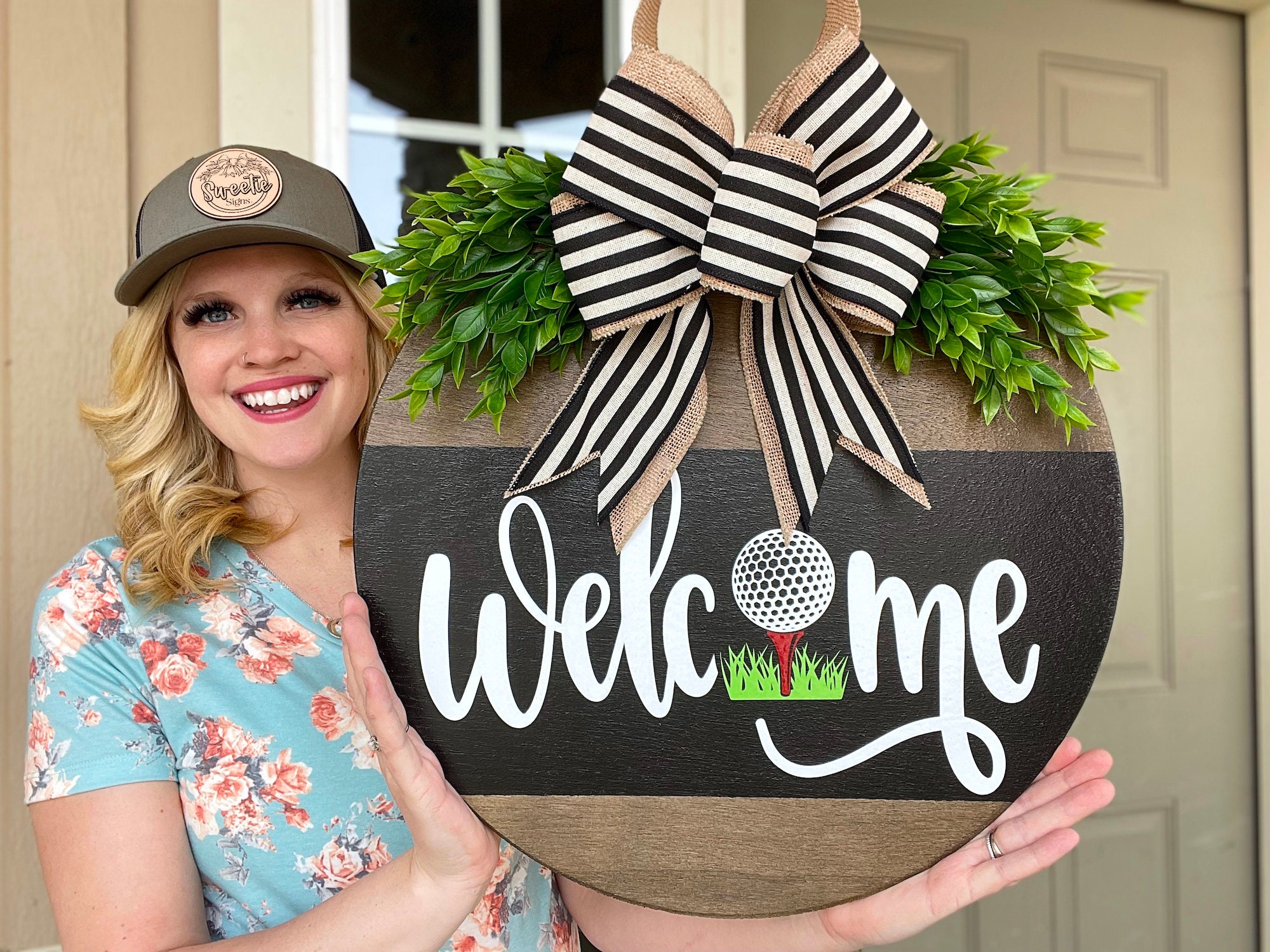 Front Door Decor Welcome Golf Ball Summer Wreath Golf - Etsy