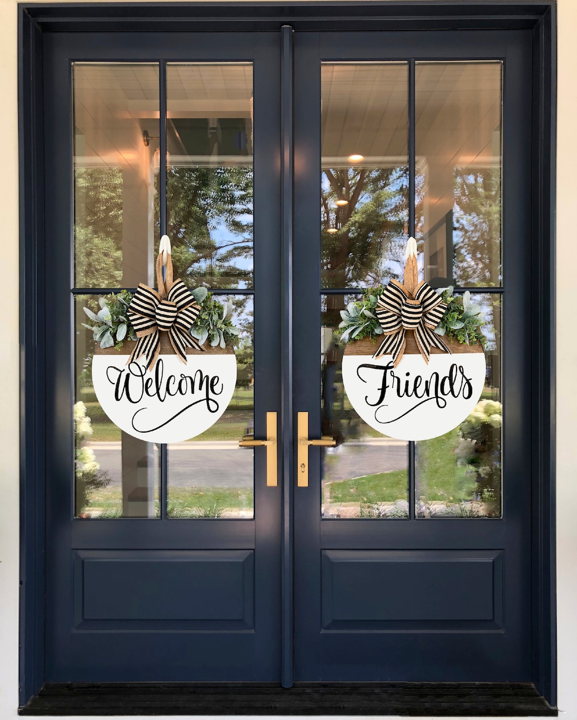 Front Door Decor Welcome Friends Double Door Wreath - Etsy